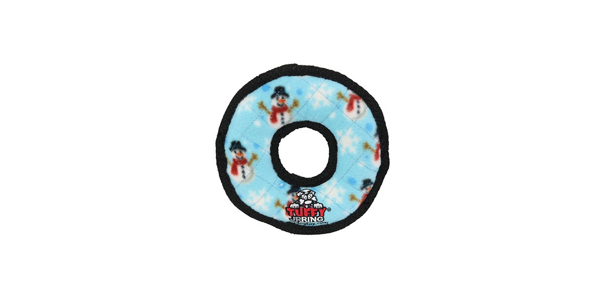 Click here for Tuffy Holiday Jr Ring Snowman  Dog Toy - Blue prices