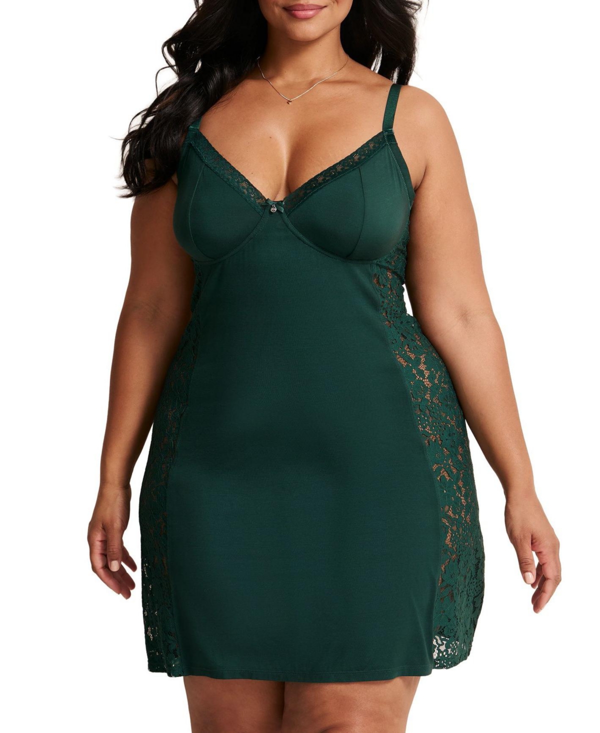 Click here for Adore Me Kamryn Womens Plus-Size Slip - Dark green prices