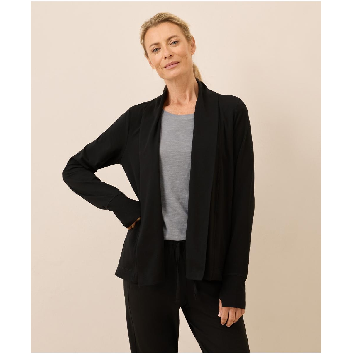 Click here for Pact Womens Luxe Stretch Jersey Swing Cardigan - B... prices