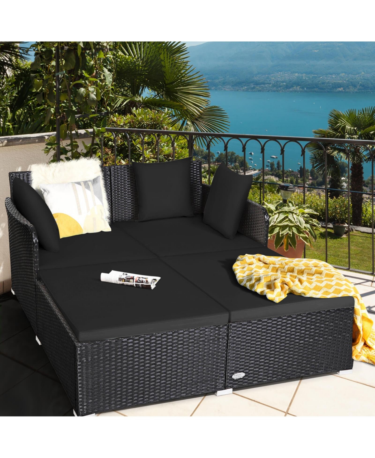 Click here for Outdoor Patio Rattan Daybed Thick Pillows Cushione... prices