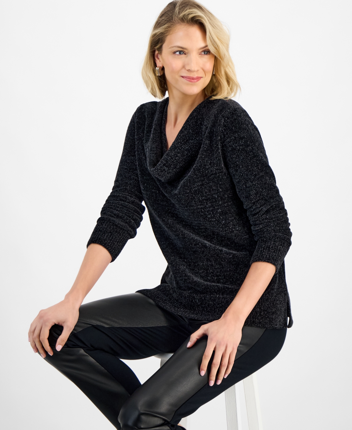 Click here for Jm Collection Womens Cowl-Neck Chenille Sweater  M... prices