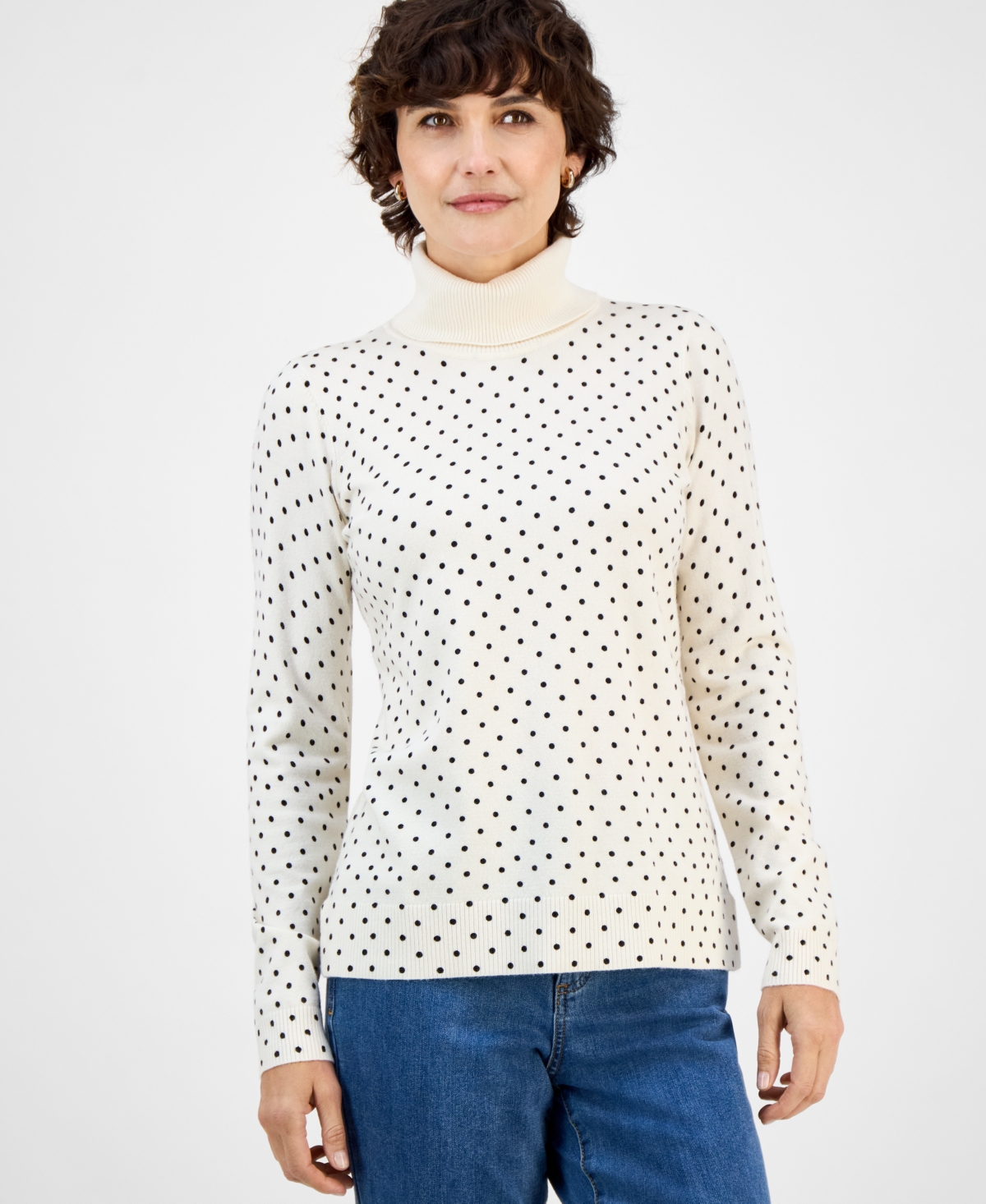 Click here for Style & Co Womens Printed Fine Gauge Turtleneck Sw... prices