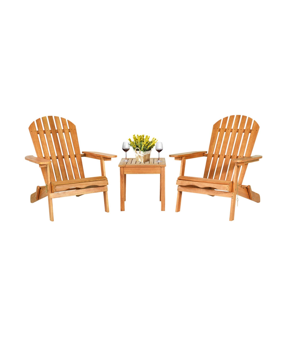 Click here for Gymax 3PCS Eucalyptus Adirondack Chair Set w/ Side... prices