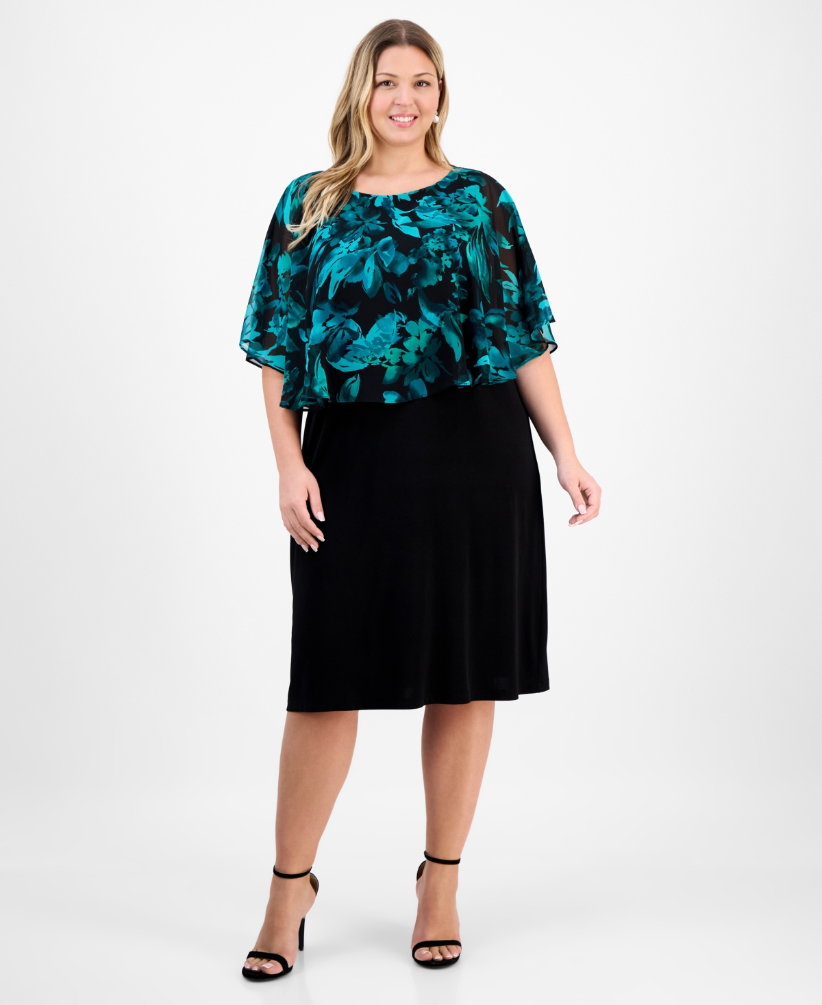 Click here for Connected Plus Size Short-Sleeve Cape Overlay Jers... prices