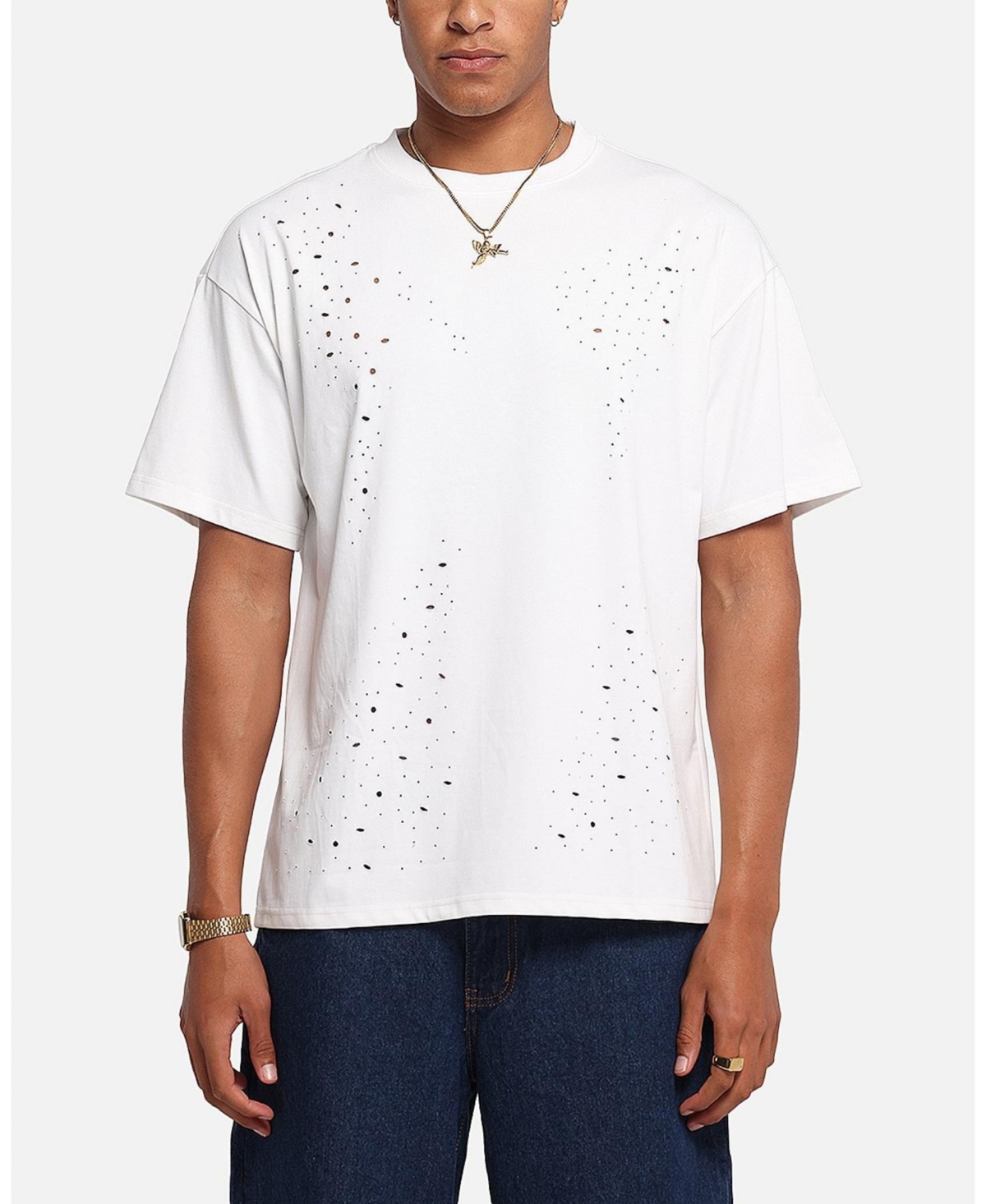 Click here for Xxiii Big & Tall Distressed T-Shirt - White prices