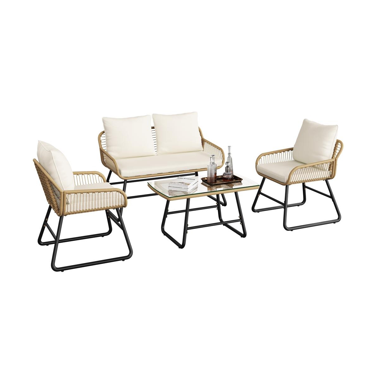 Click here for Yaheetech 4-Piece Patio Furniture Conversation Set... prices