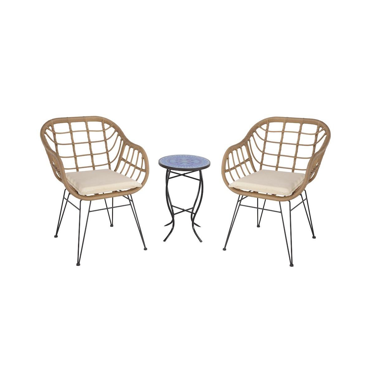 Click here for Jiallo Faux Rattan Basket Chair Set With Mosiac Ac... prices