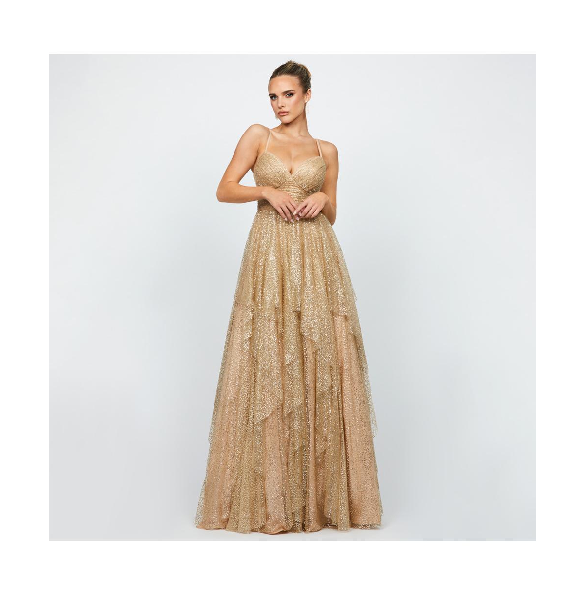 Click here for Bariano Womens Brylee Glitter Ball Gown - Gold prices