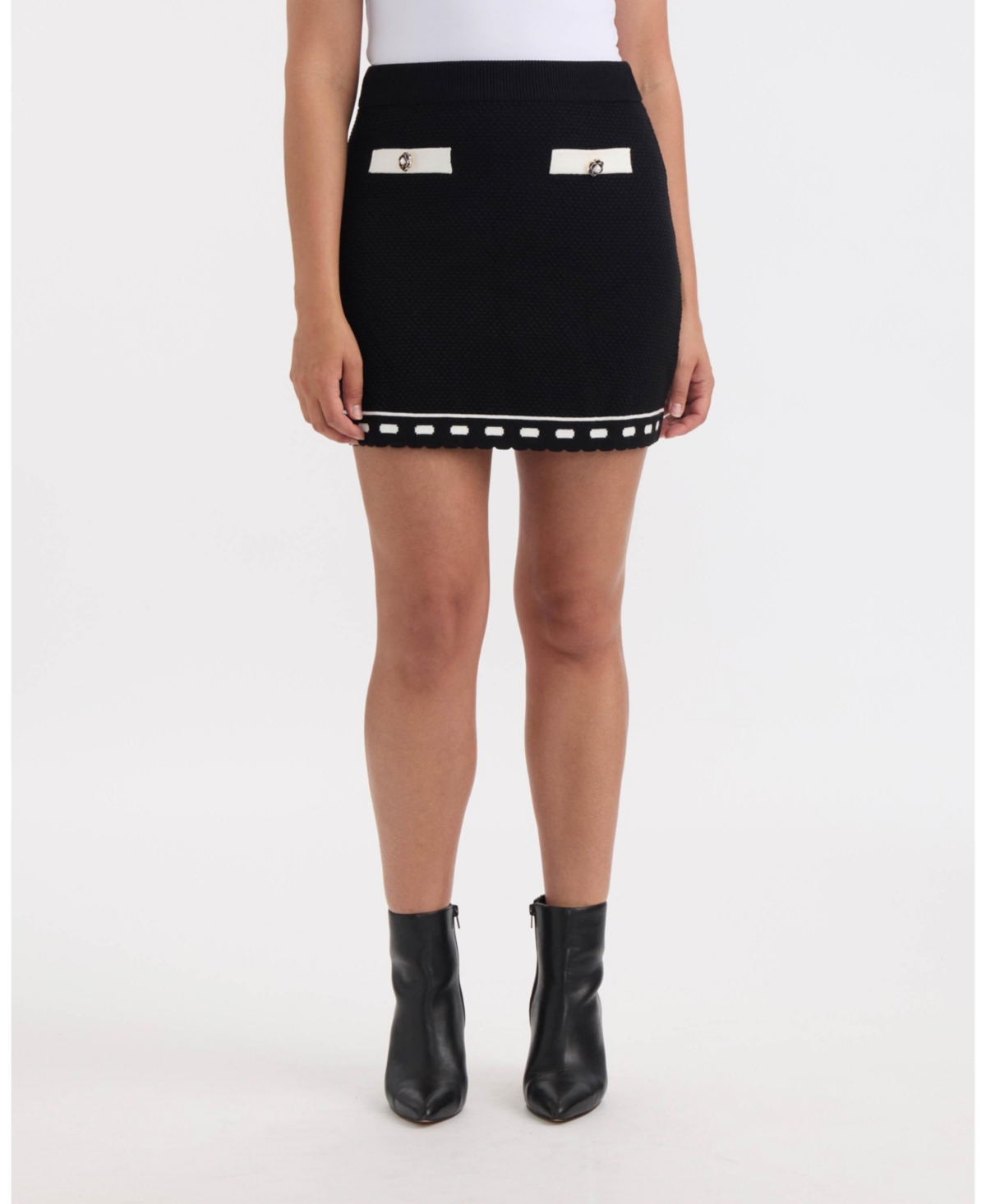 Click here for Ellen Tracy Womens Contrast Trim Skirt - Black prices