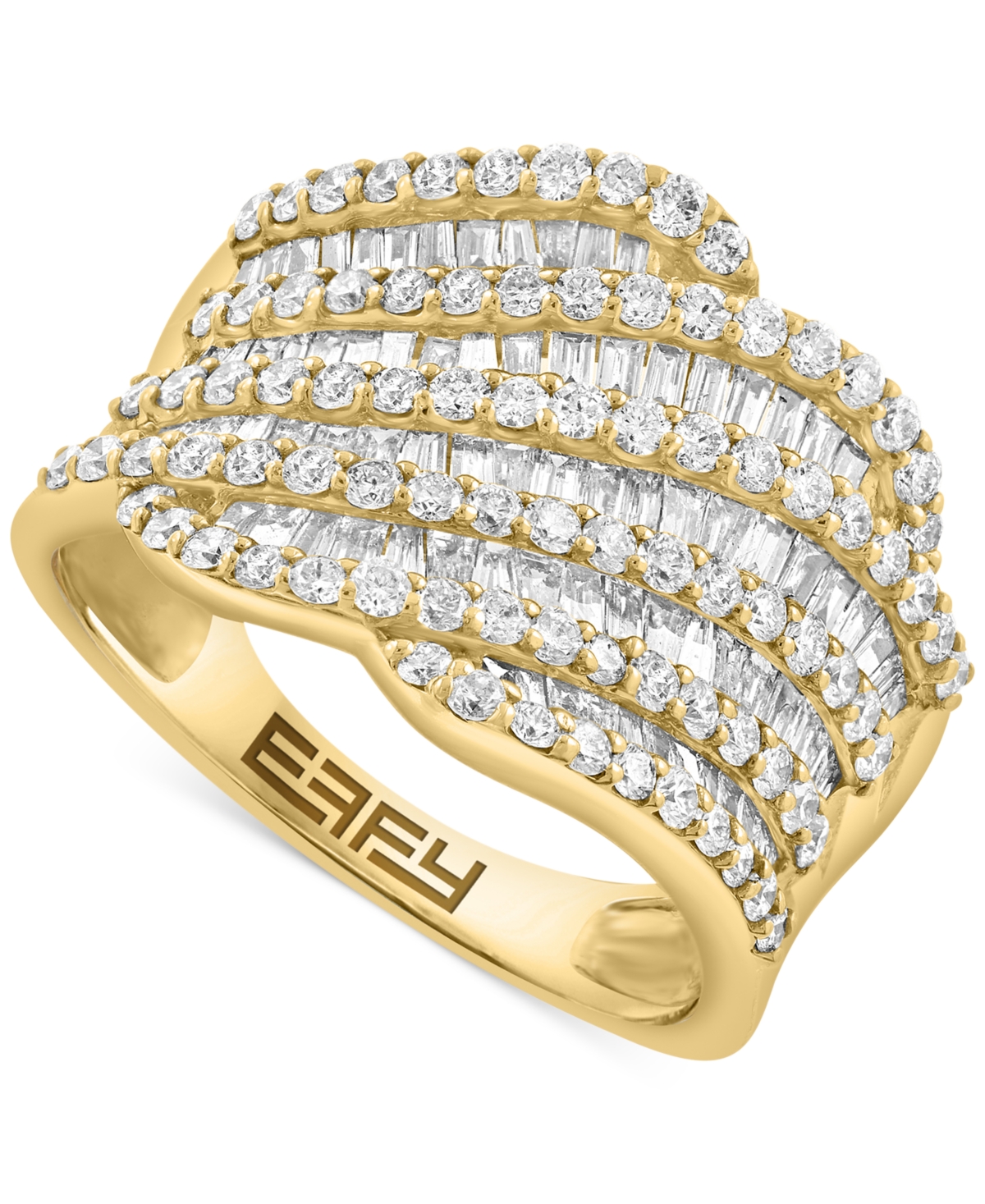 Click here for Effy Diamond Round & Baguette Multirow Diagonal Ri... prices