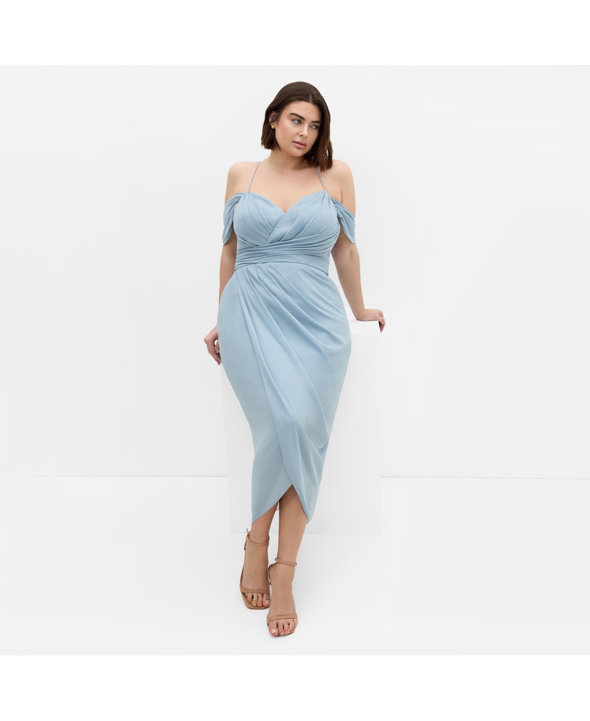 Click here for City Chic Womens Entwine Maxi Dress - Dusty blue prices