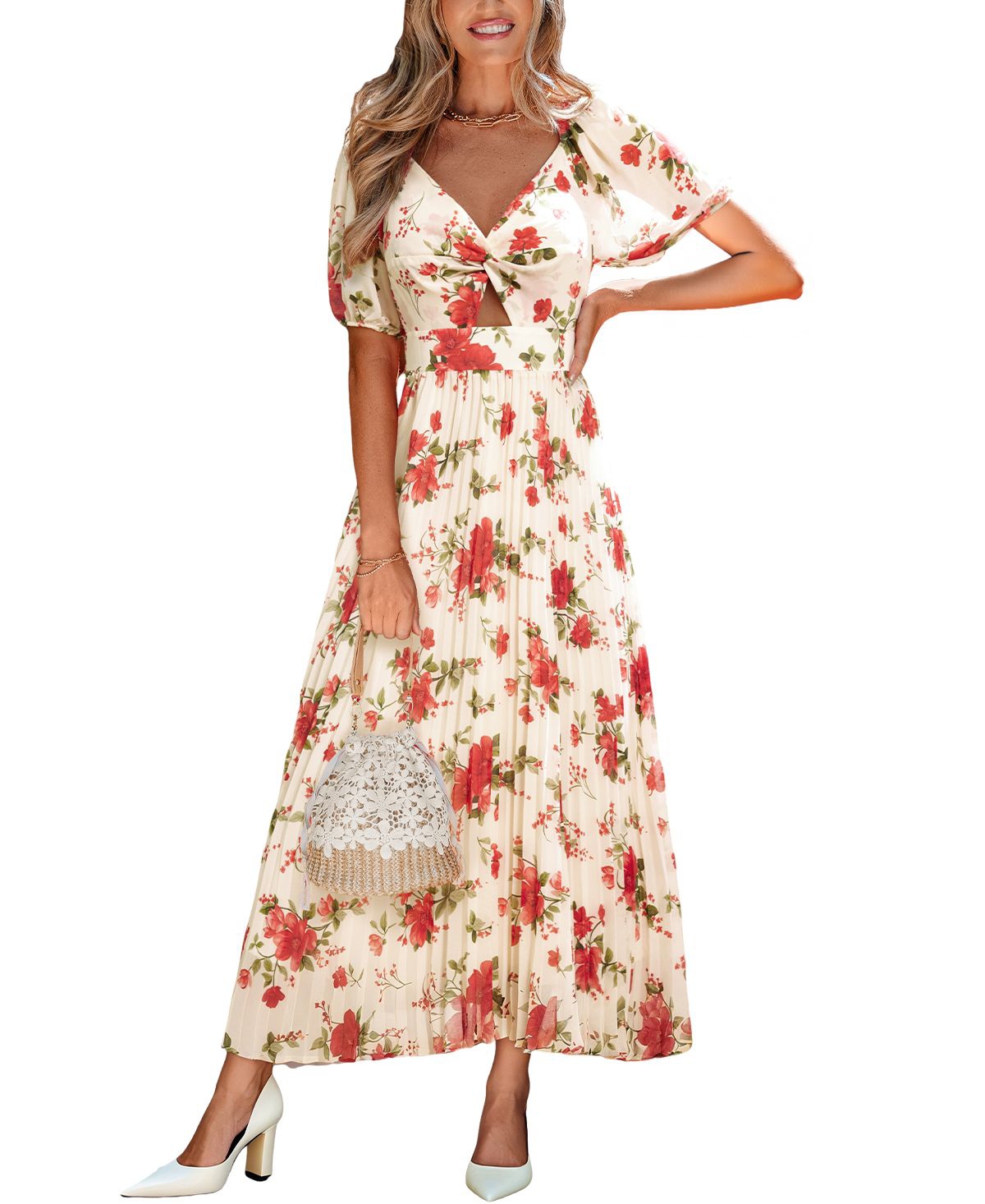 Cupshe Womens Meant to Be Floral Midi Beach Dress - Red