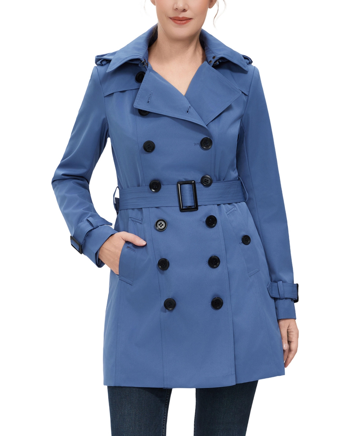 Click here for kimi + kai Womens Rosie Hooded Trench Coat - Cobal... prices