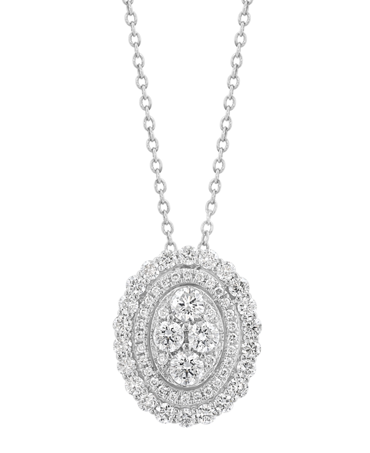 Click here for Effy Diamond Oval Halo Cluster 18 Pendant Necklace... prices