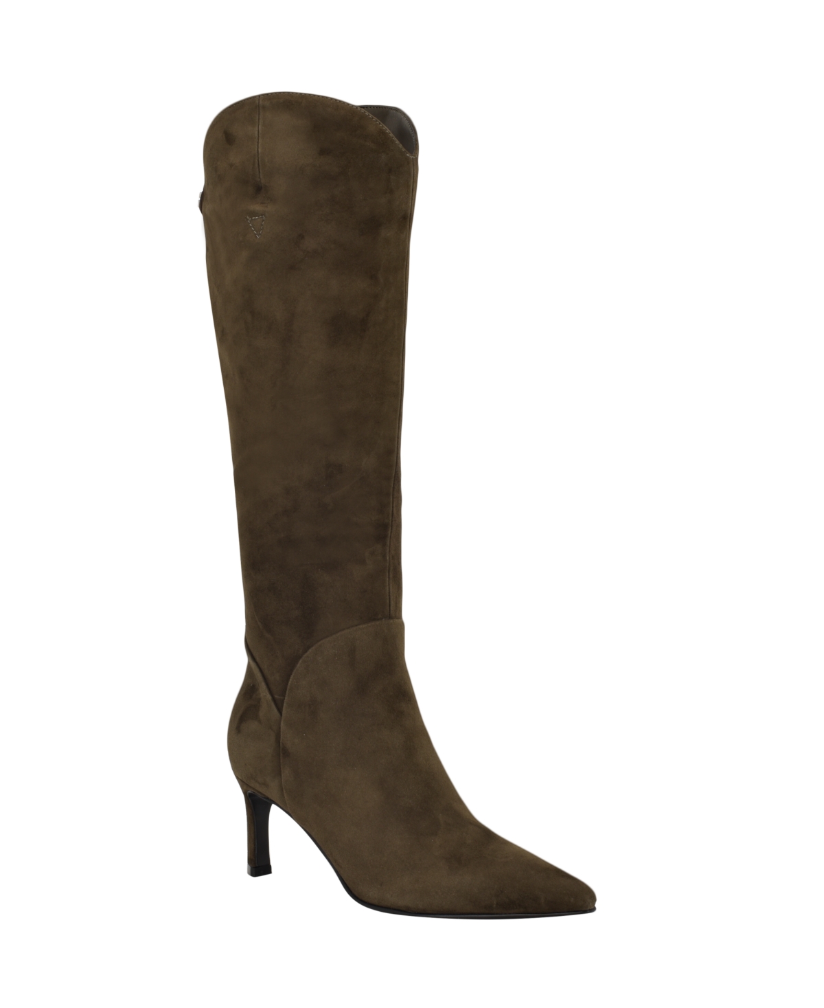 Guess Womens Palisa Wide Calf Tall Kitten Heel Dress Boots - Ivy Green Olive Suede