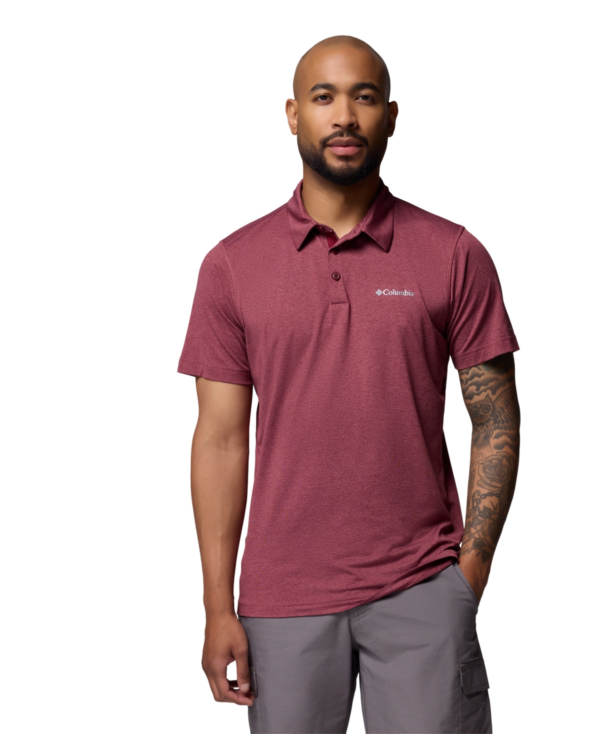 Click here for Columbia Mens Carter Crest Polo Shirt - Rich wine prices