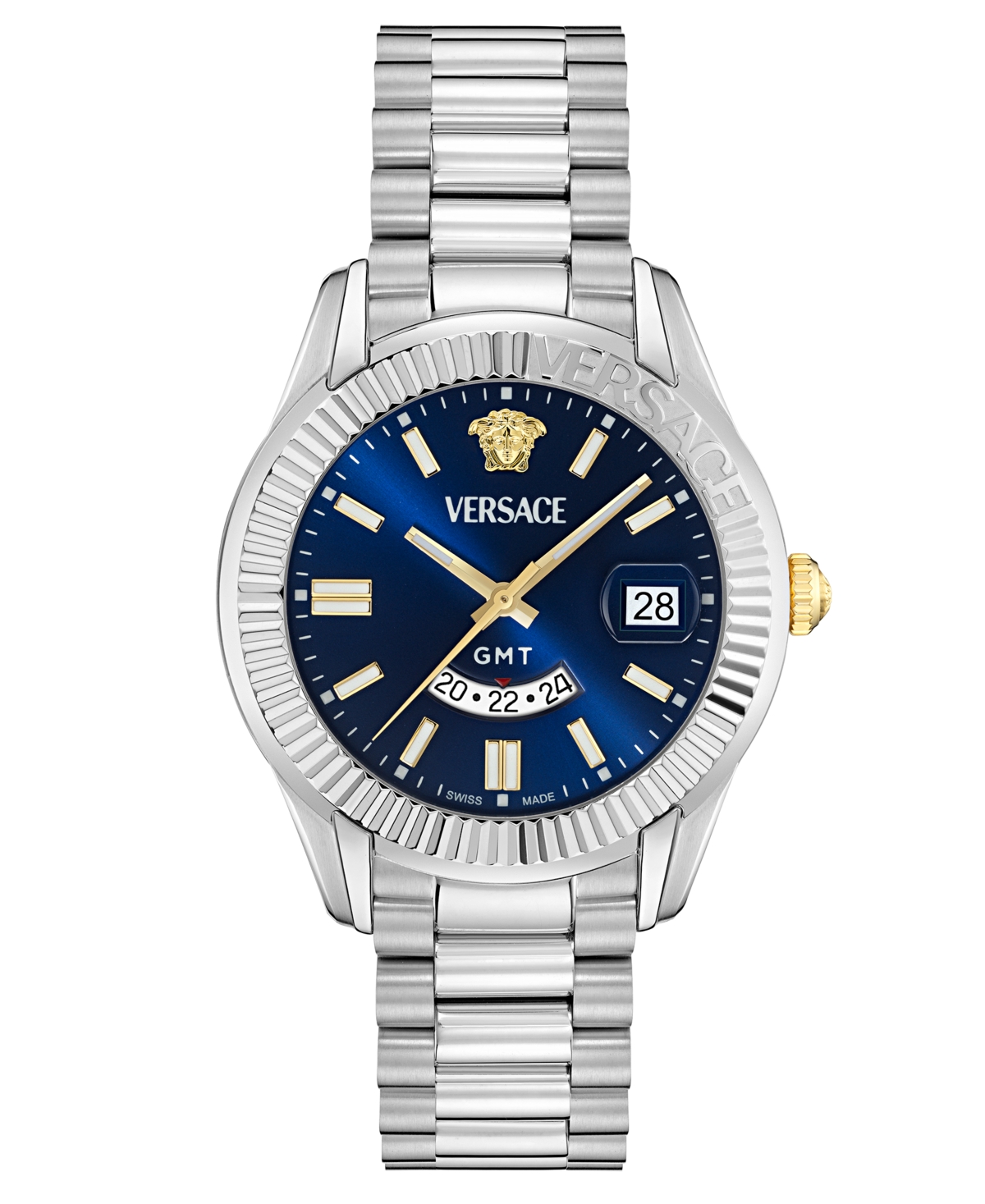 Click here for Versace Mens Swiss Apodis Gmt Stainless Steel Brac... prices