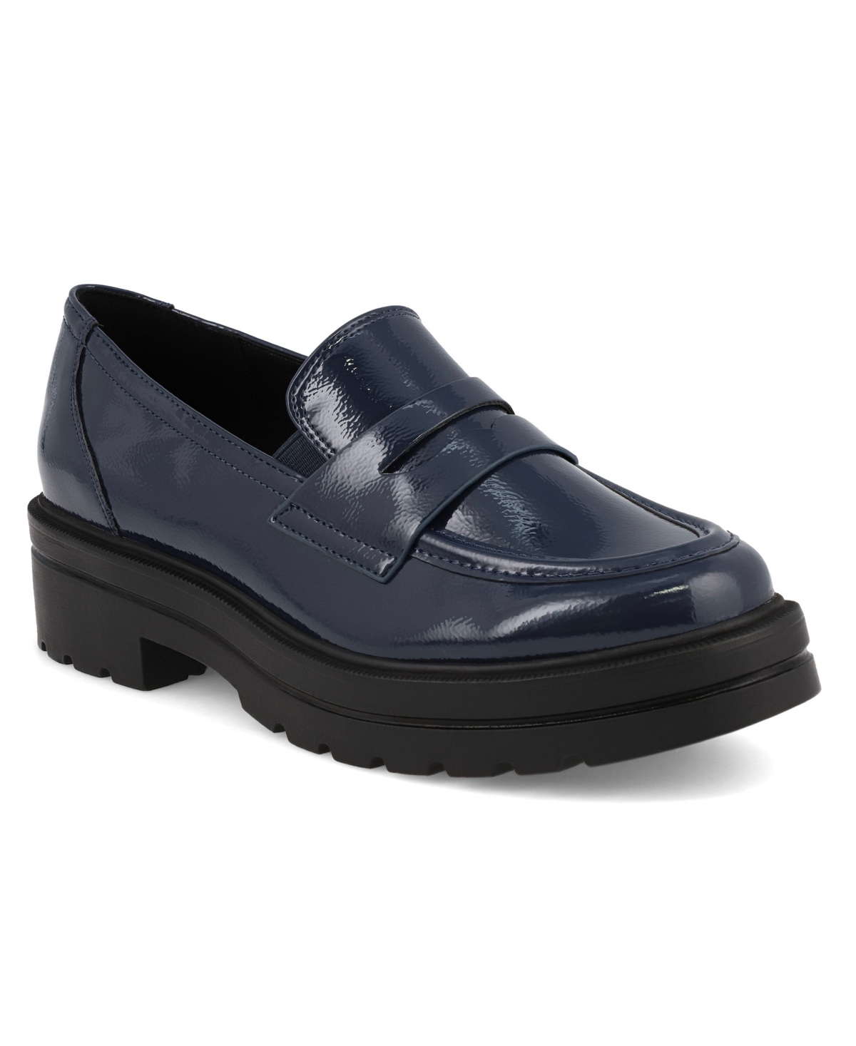 Click here for Mia Womens Yoani Round Toe Lug Sole Loafers - Navy prices
