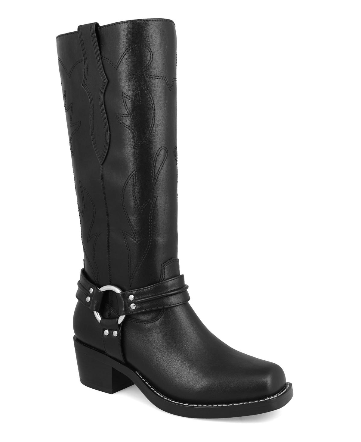 Click here for Mia Womens Diego Tall Harness Strap Block Heel Wes... prices