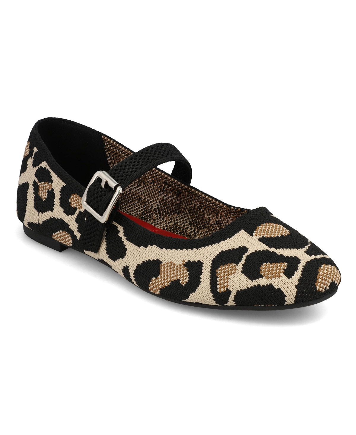 Click here for Mia Womens Mary Jane Strap Knit Flats - Leopard Pr... prices
