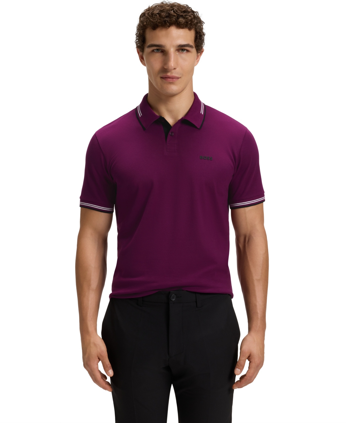 Click here for Boss by Hugo Boss Mens Stretch-Cotton Slim-Fit Pol... prices