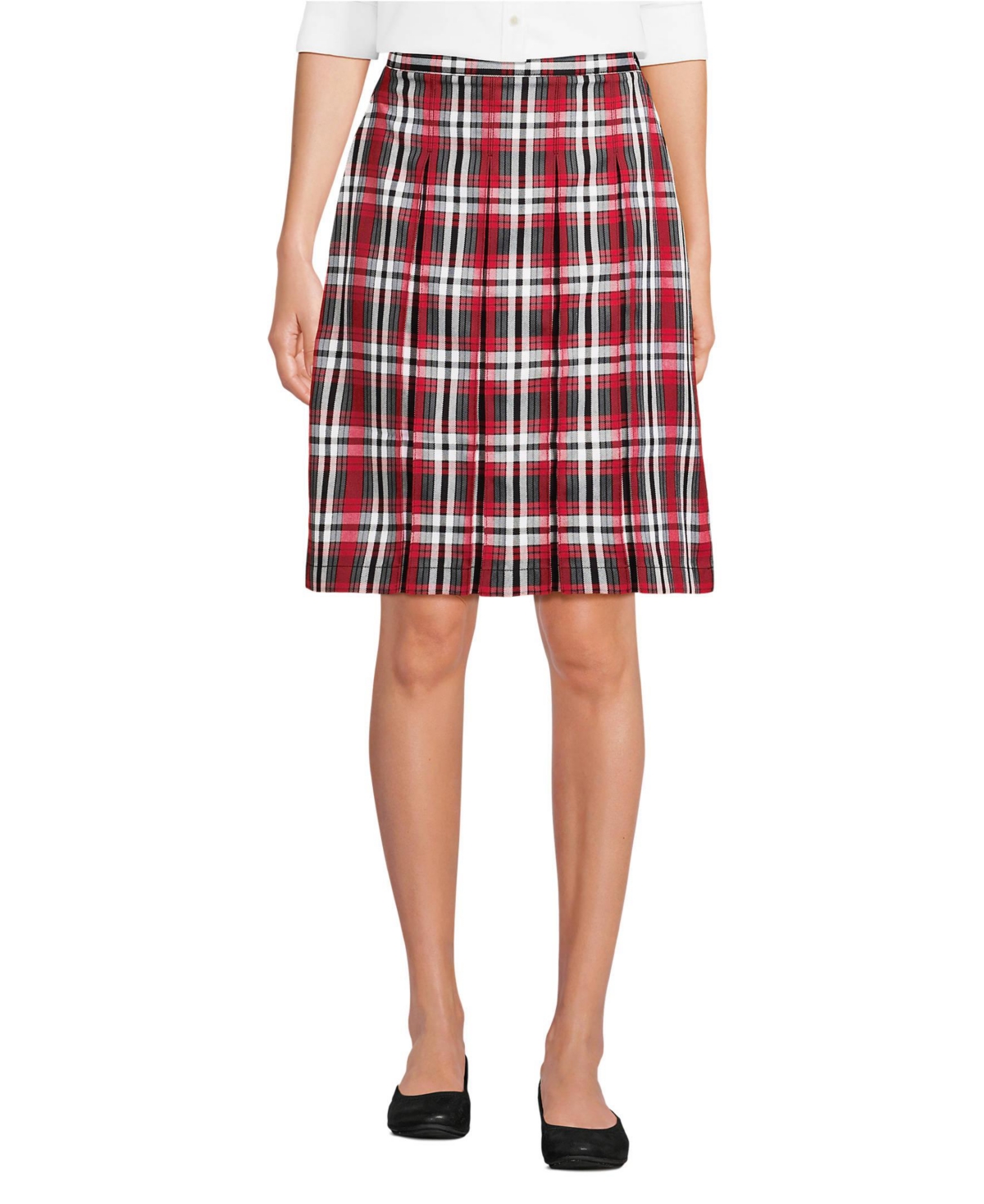 Click here for Lands End Womens Plaid Box Pleat Skirt Top of the... prices