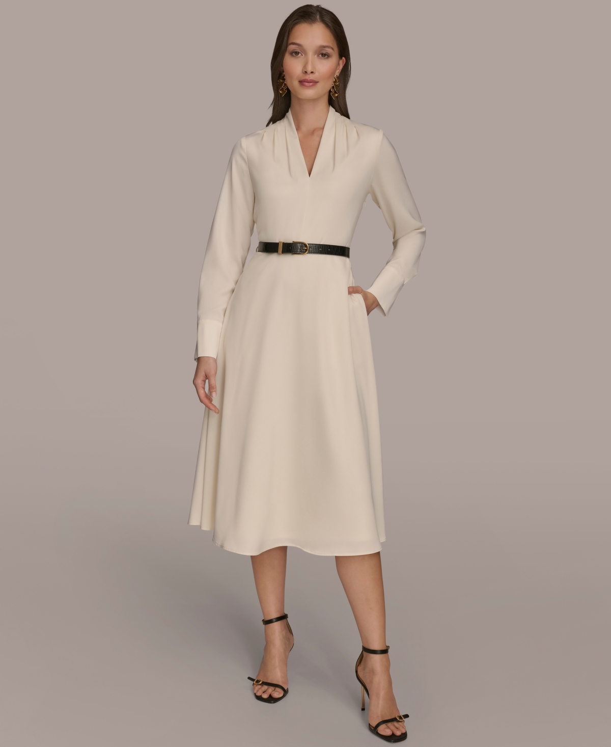 Click here for Donna Karan New York Womens Satin V-Neck Belted A-... prices
