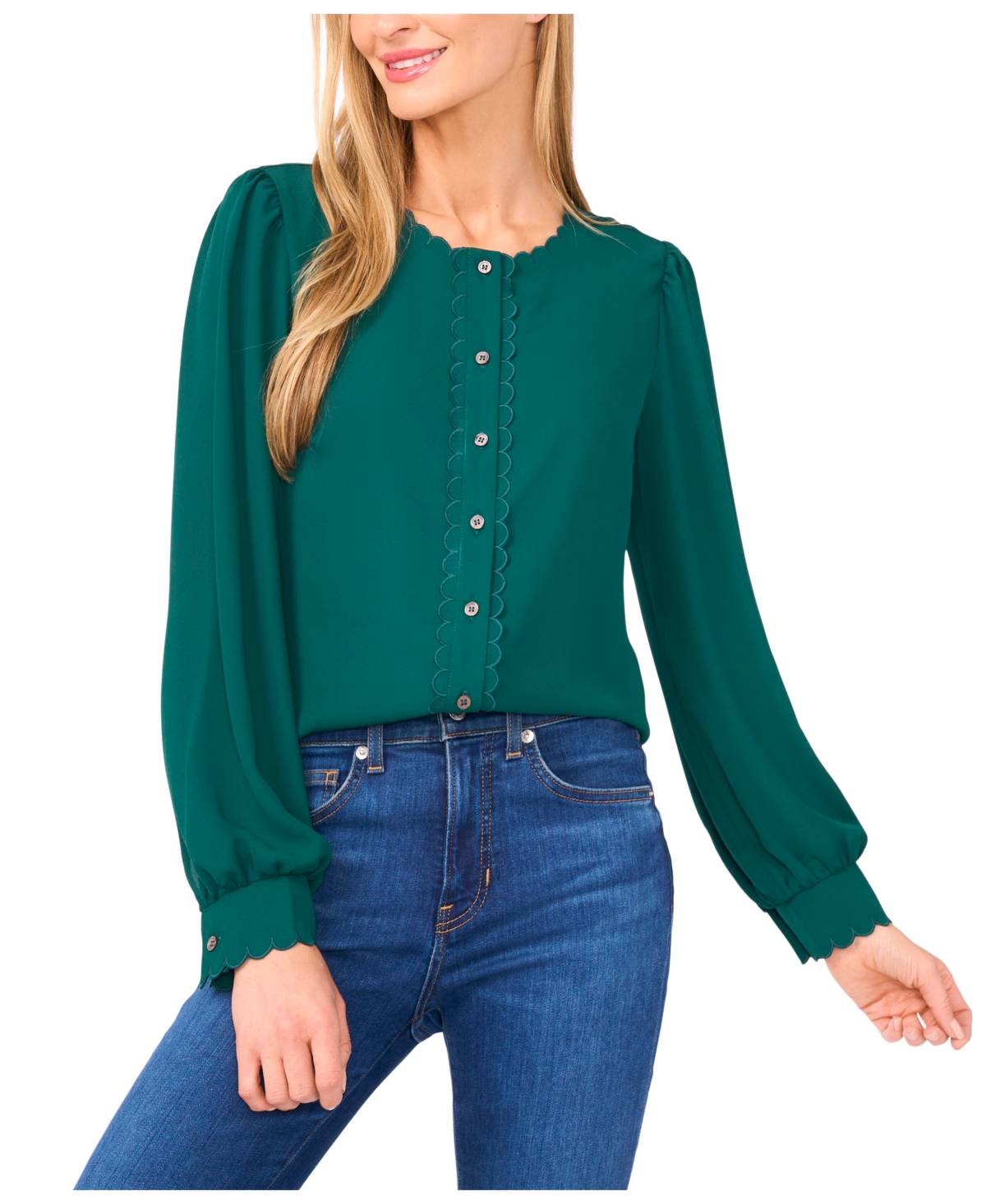 Click here for CeCe Womens Long Sleeve Button Down Blouse - Dark... prices