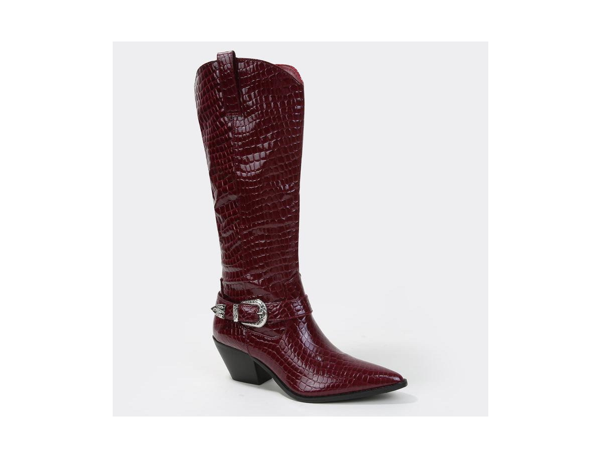 Click here for Berness Tristen Croco-Print Western Boots - Burgun... prices