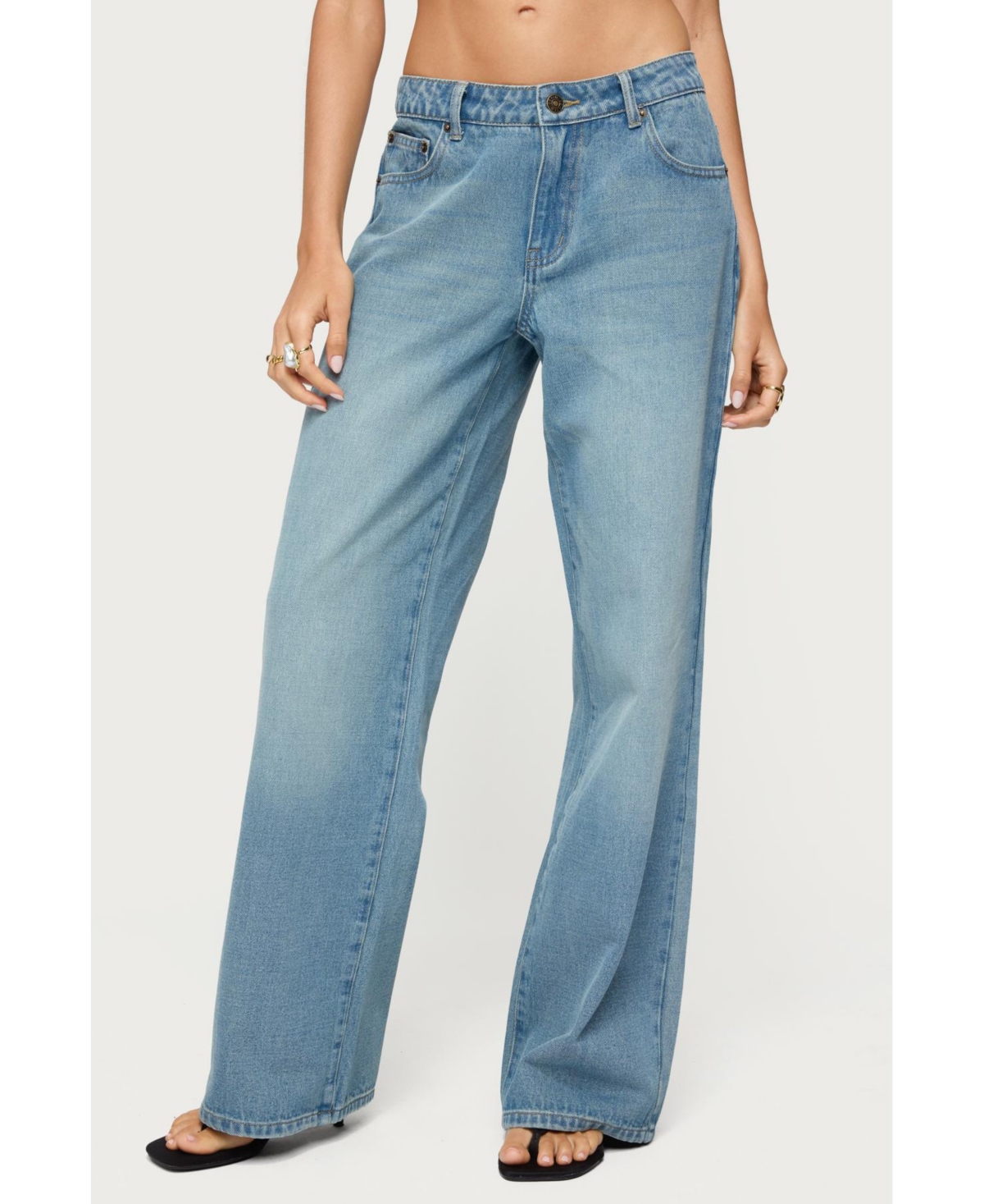 Click here for Edikted Womens Raelynn Washed Low Rise Jeans - Tin... prices