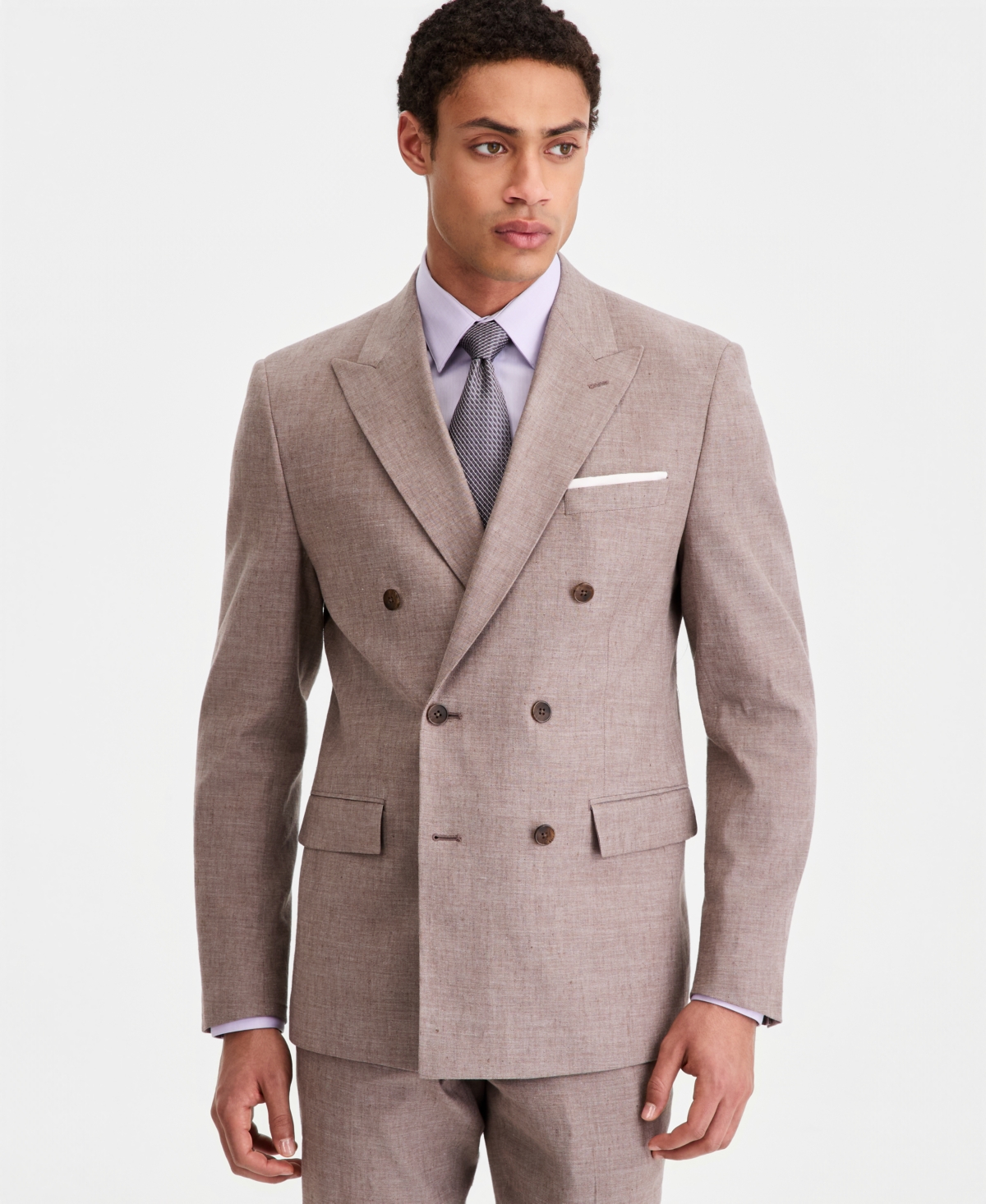 Click here for Calvin Klein Mens Slim-Fit Double-Breasted Linen-B... prices