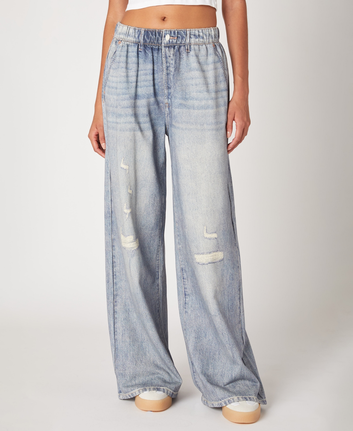 Click here for Blank Nyc Womens Wide Leg Knit Denim Pants - Blue prices