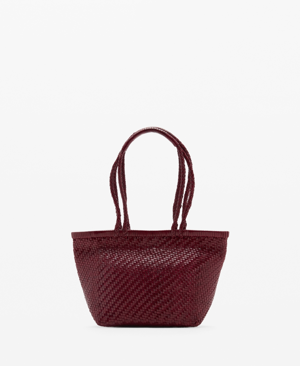 Click here for Mango Womens Braided Leather Shoulder Bag - Burgun... prices