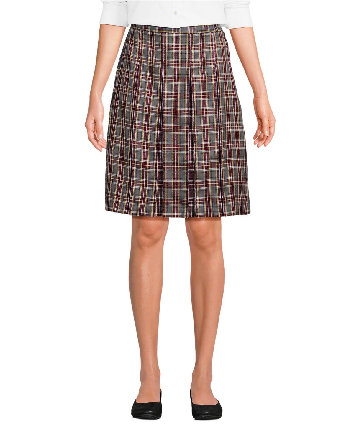 Click here for Lands End Womens Plaid Box Pleat Skirt Top of the... prices
