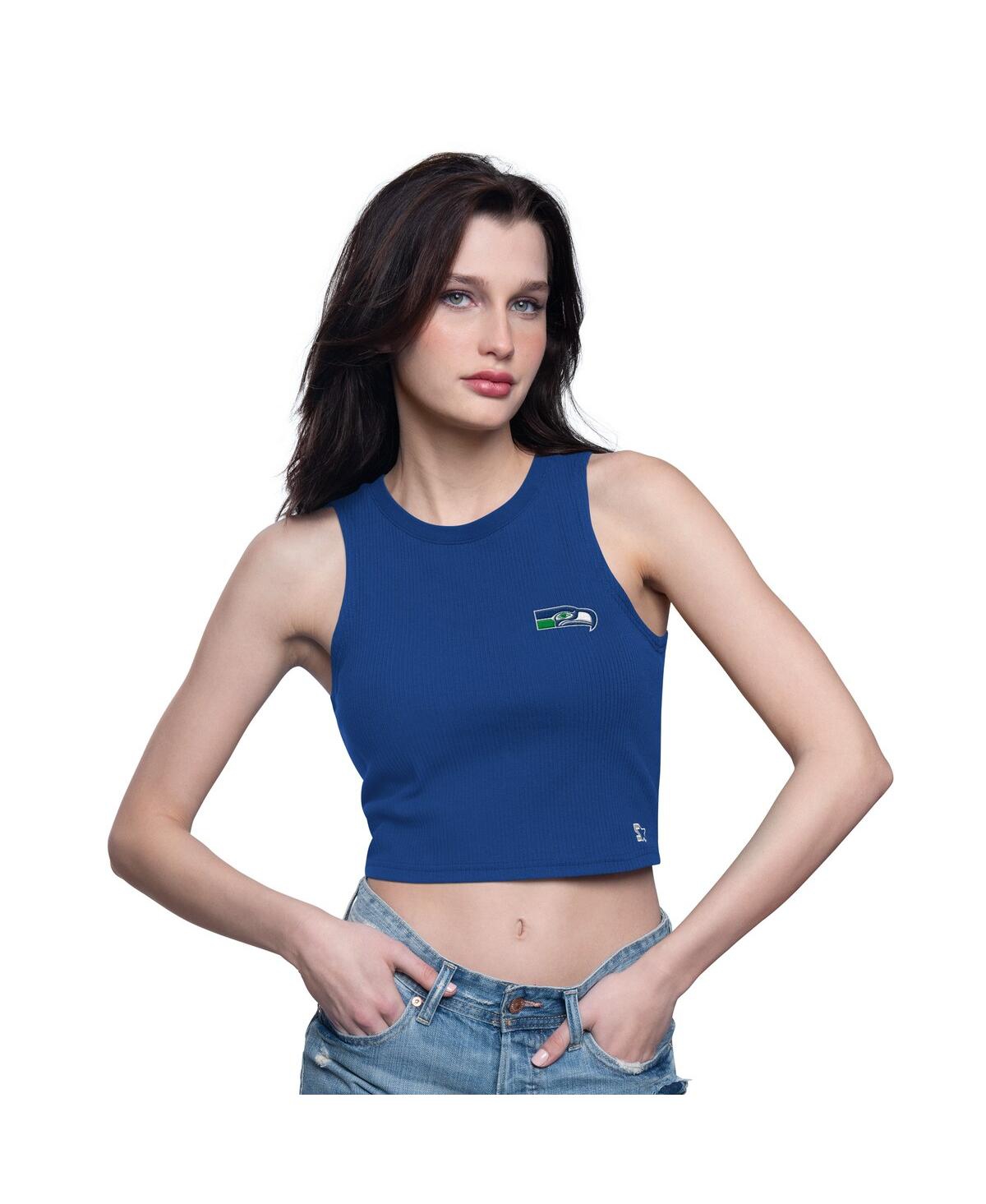 Click here for Starter Womens Navy Seattle Seahawks Show Up Cropp... prices