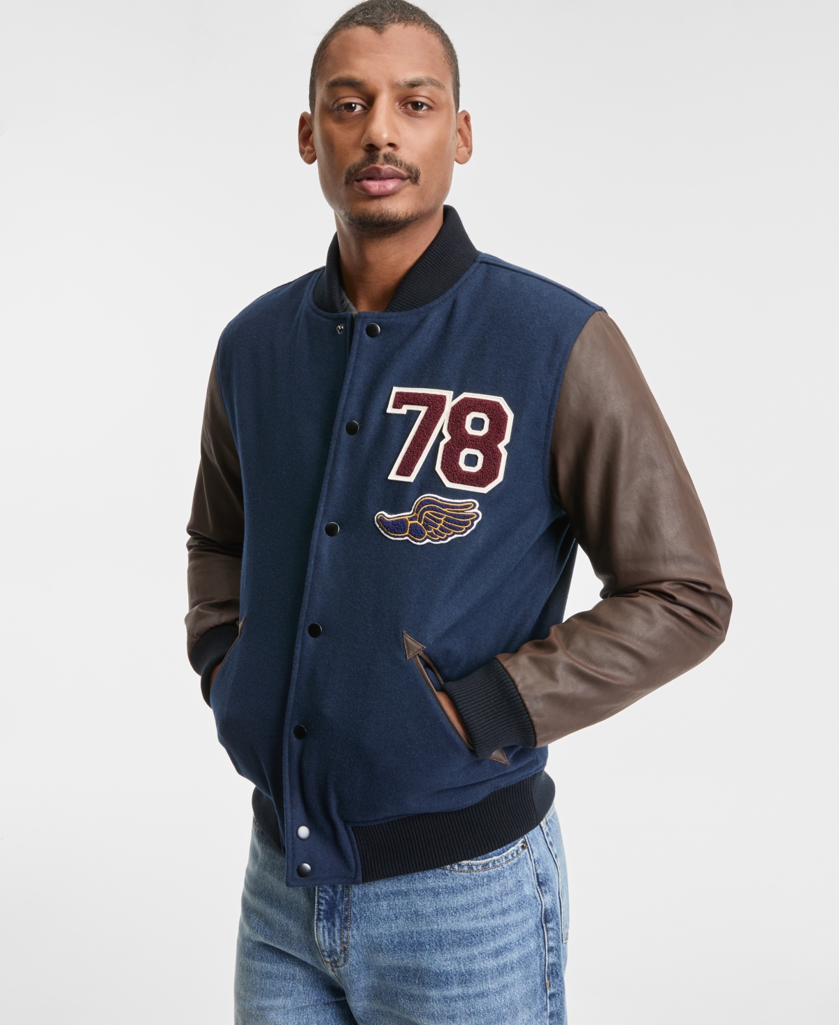 Click here for Sun + Stone Mens Harris Varsity Bomber Jacket  Mac... prices