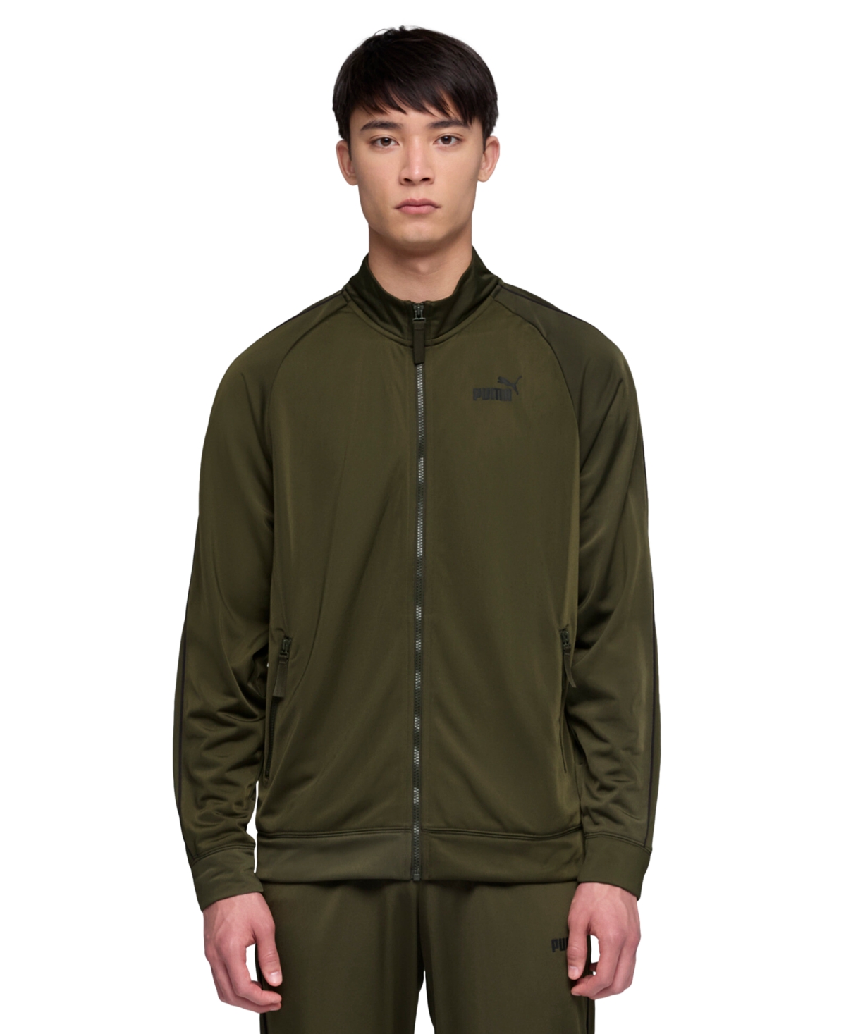 Click here for Puma Mens Piped Tricot Jacket - Dark Olive prices