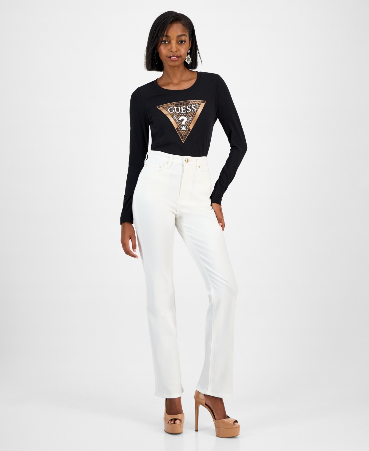 Click here for Guess Womens 80s High Rise Straight Leg Jeans - Cr... prices