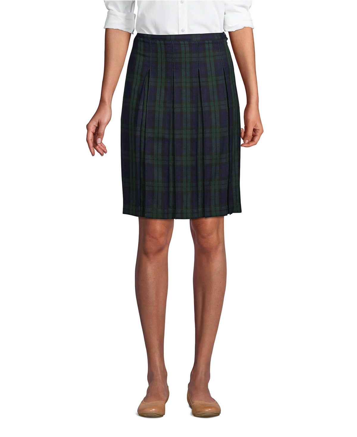 Click here for Lands End Womens Top of the Knee Plaid Box Pleat S... prices
