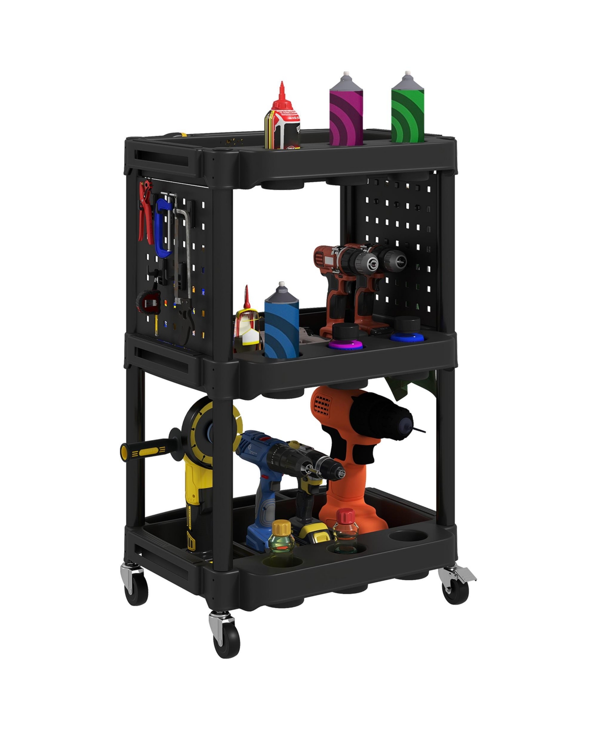 Click here for Homcom 3-Tier Rolling Tool Cart with Wheels  Plast... prices