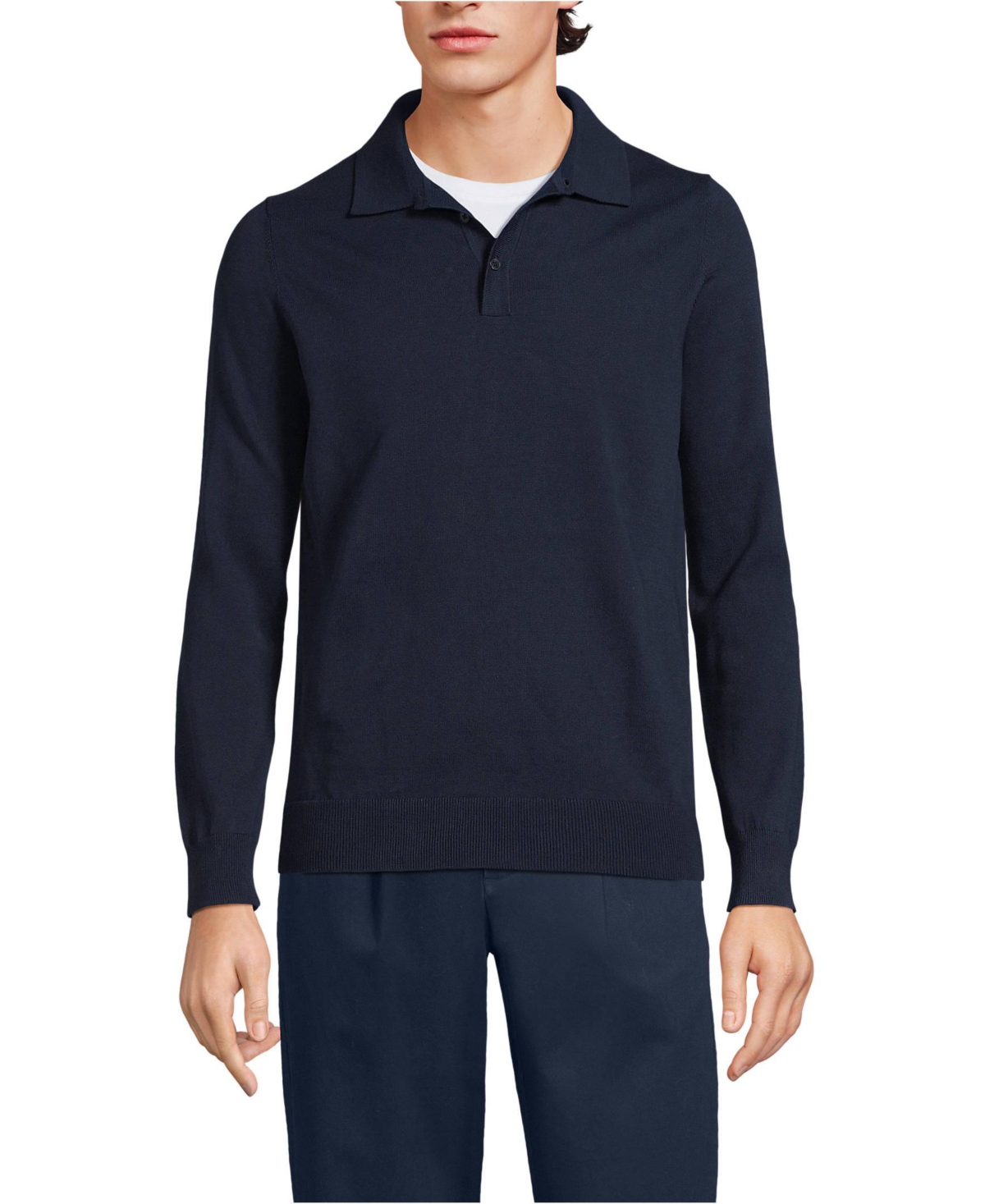 Click here for Lands End Mens Long Sleeve Cotton Sweater Polo - R... prices