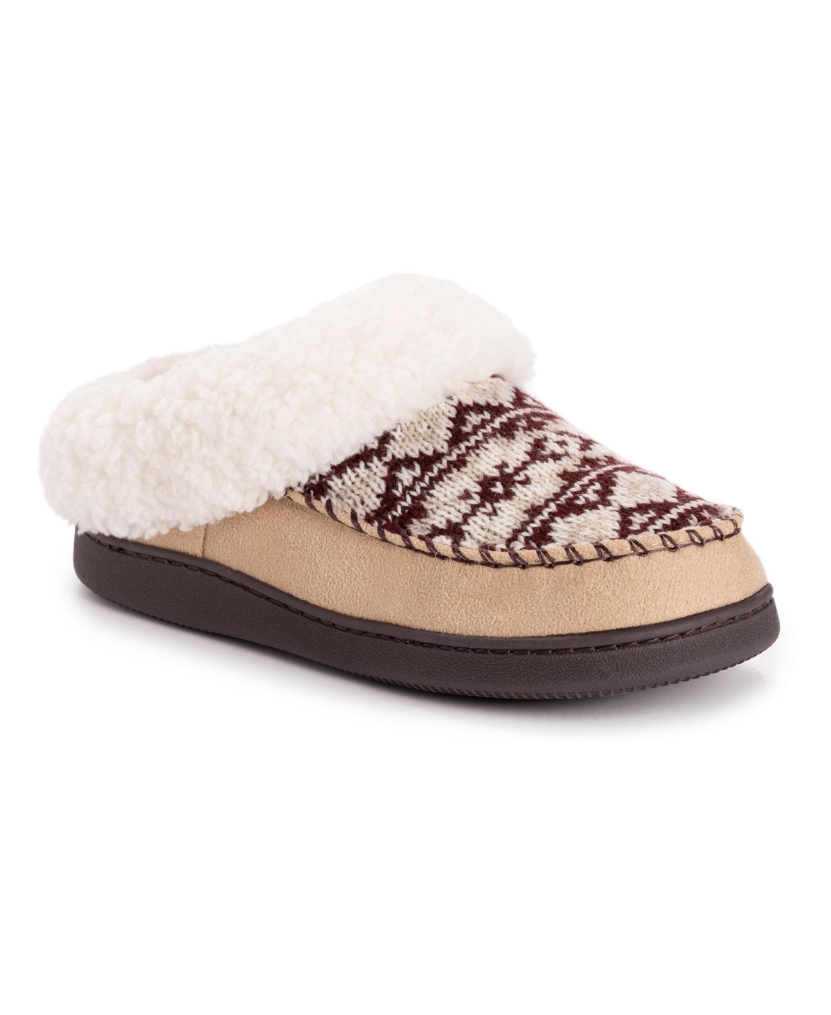 Click here for Muk Luks Womens Minerva Slipper - Tan/ cranberry prices