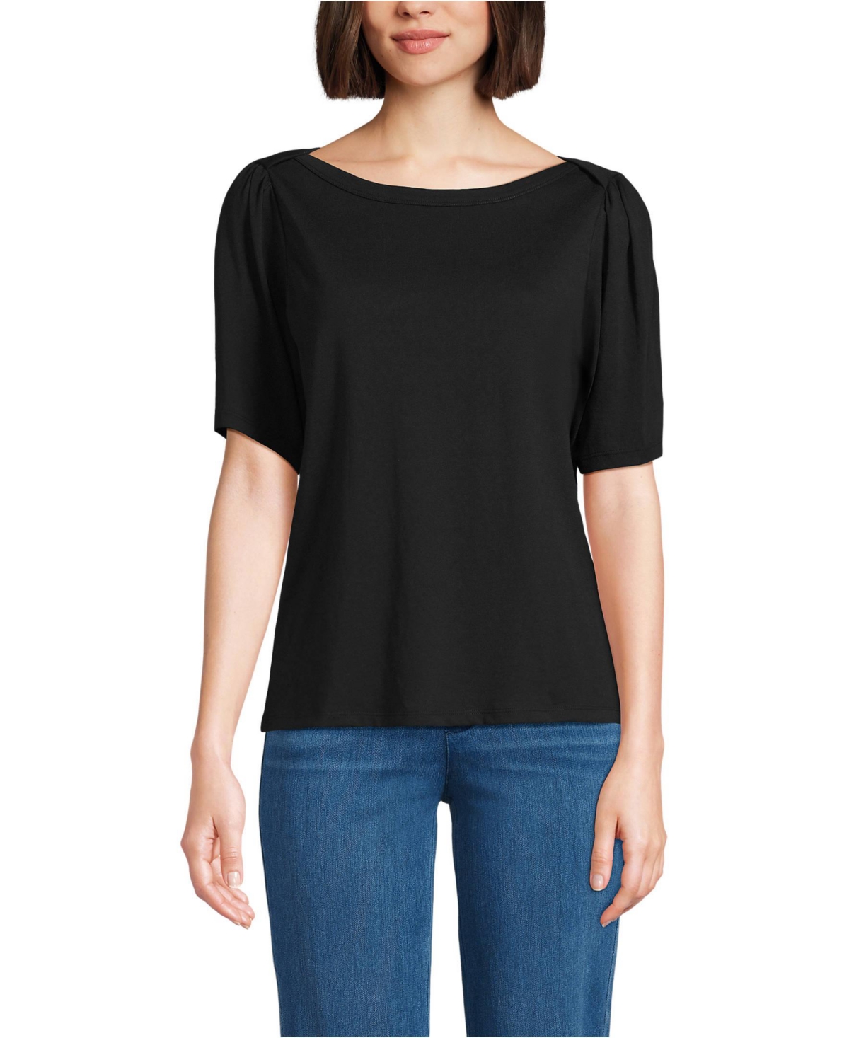 Click here for Lands End Womens Elbow Sleeve Supima Cotton Boatne... prices