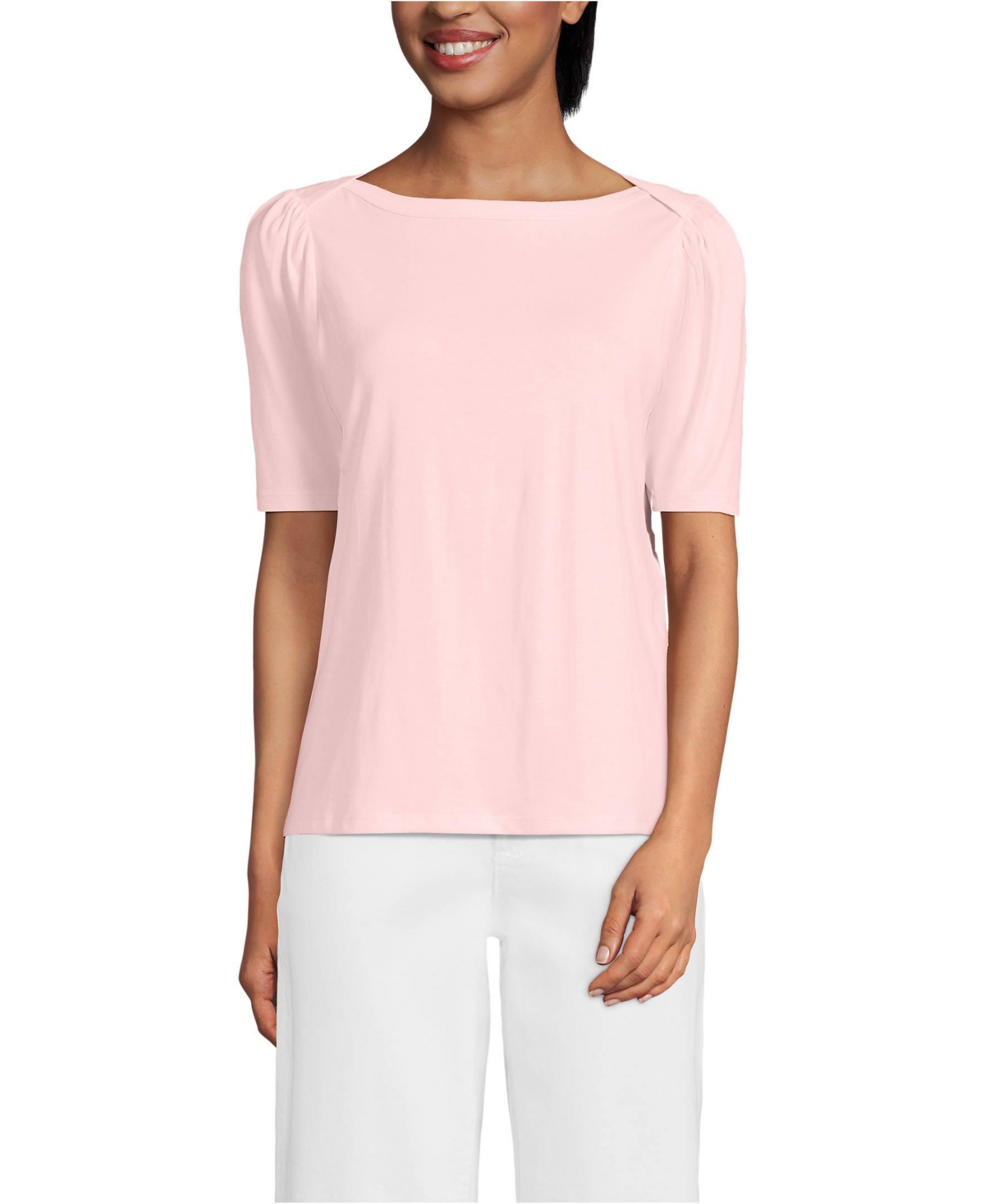 Click here for Lands End Womens Elbow Sleeve Supima Cotton Boatne... prices
