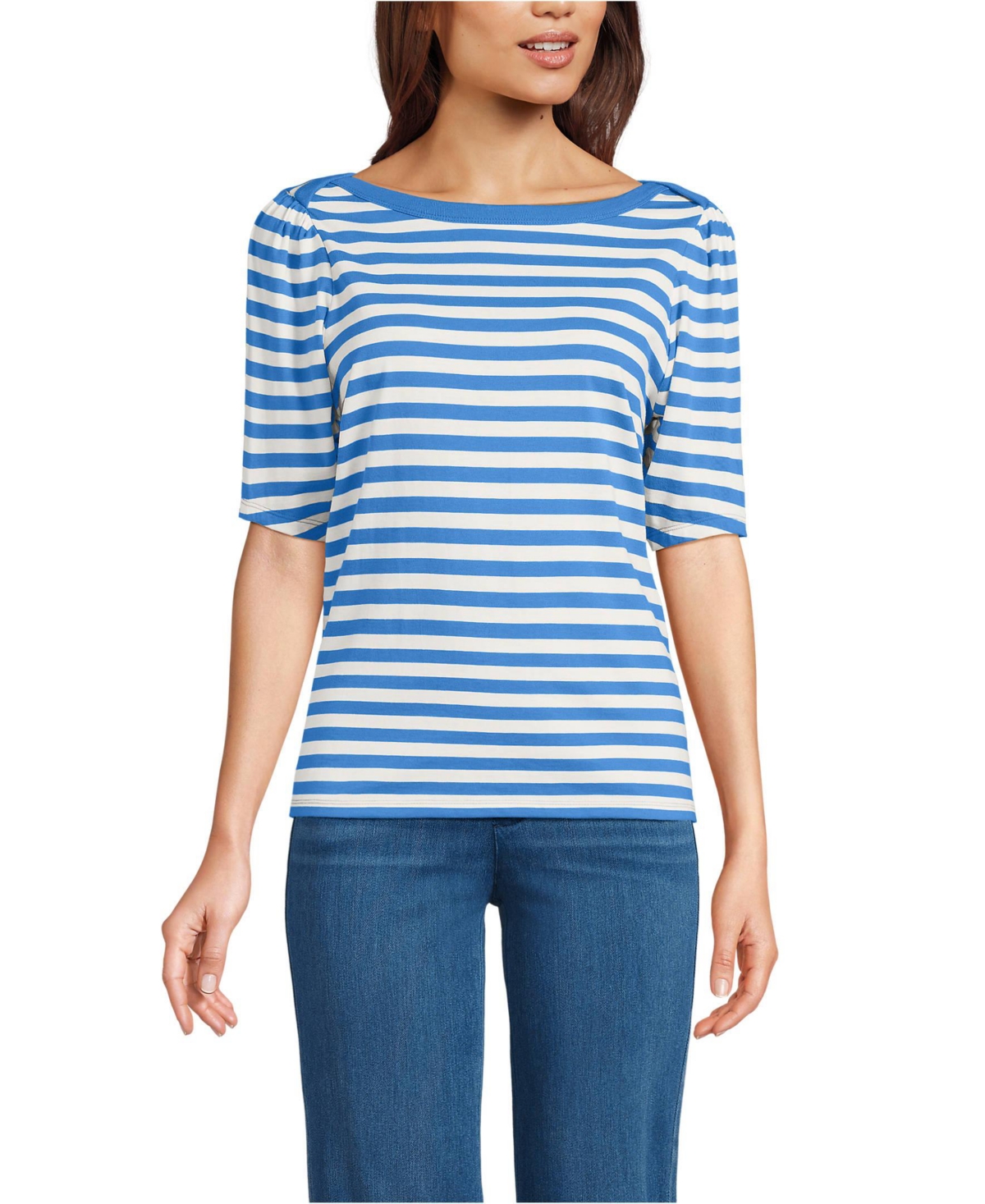 Click here for Lands End Womens Elbow Sleeve Supima Cotton Boatne... prices