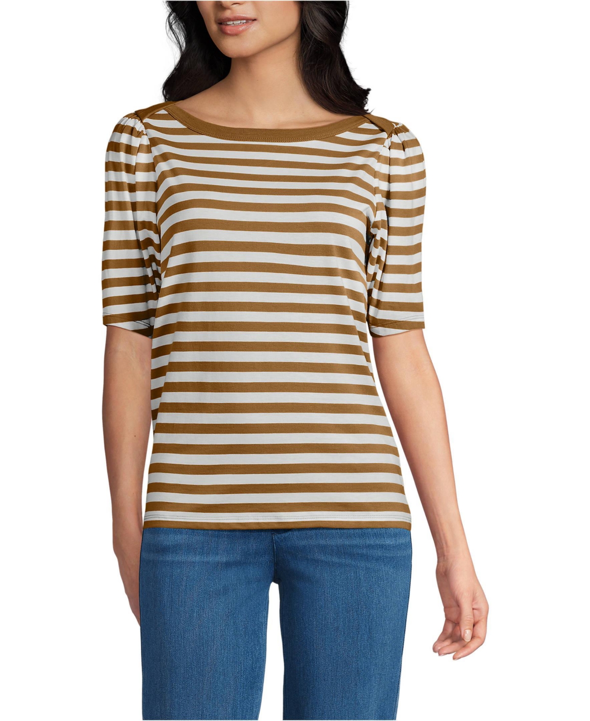 Click here for Lands End Womens Elbow Sleeve Supima Cotton Boatne... prices