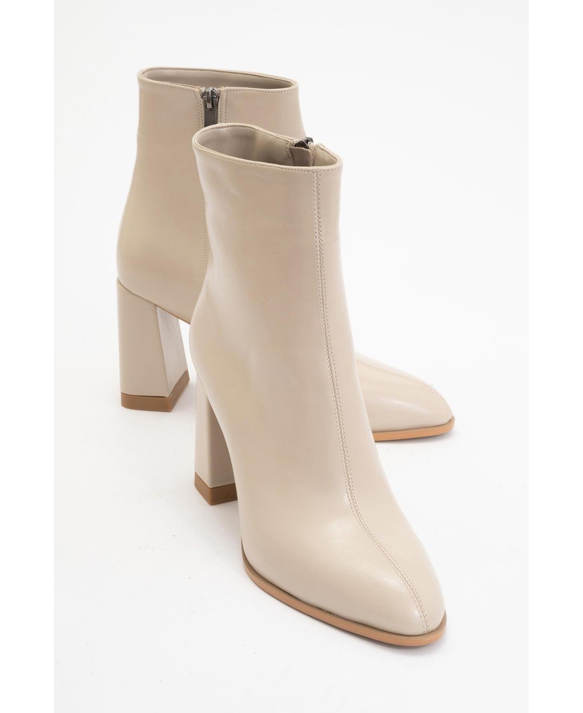 Click here for Prologue Shoes Jewel High Heel Boot - Beige faux l... prices