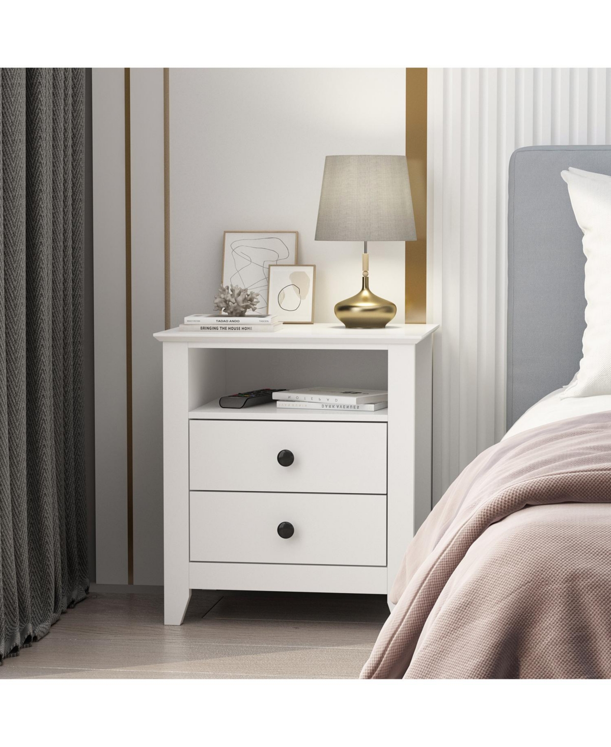 Click here for Exquisite 2-drawer bedside table with metal handle... prices