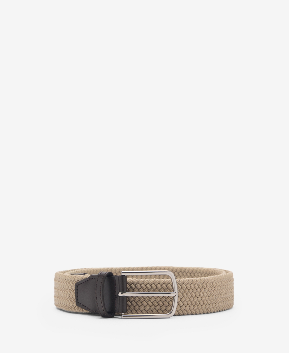 Click here for Mango Mens Braided Elastic Belt - Beige prices