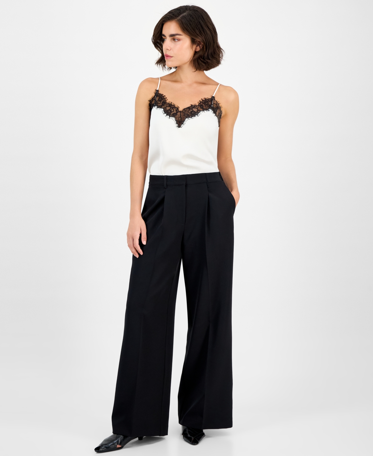 Click here for Boss Orange Womens Pleated Wide-Leg Pants - Black prices
